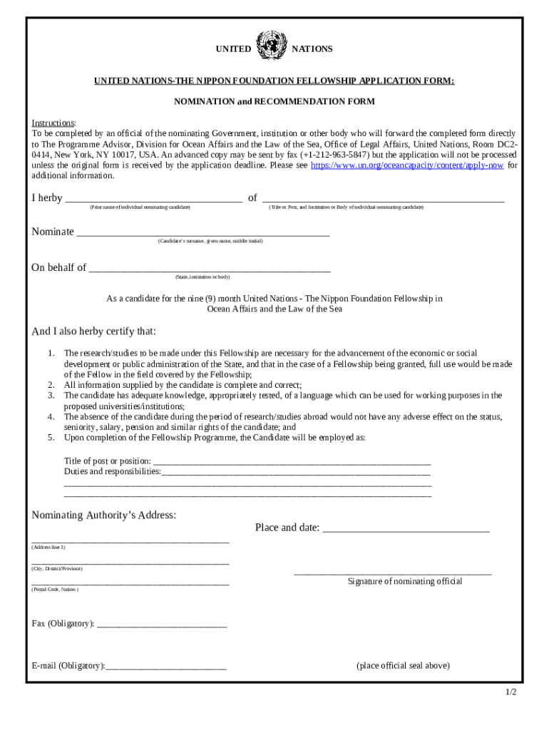 united nations-the nippon foundation fellowship application Doc ...