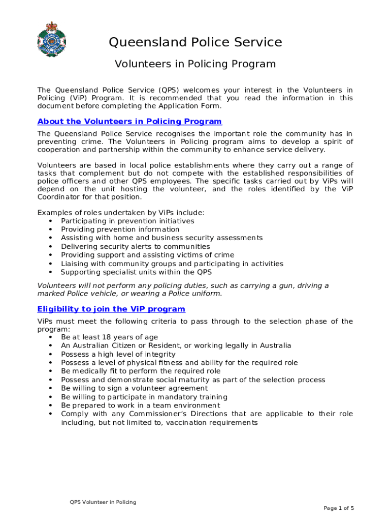 this ViP Program application - Queensland Police Service Doc Template ...