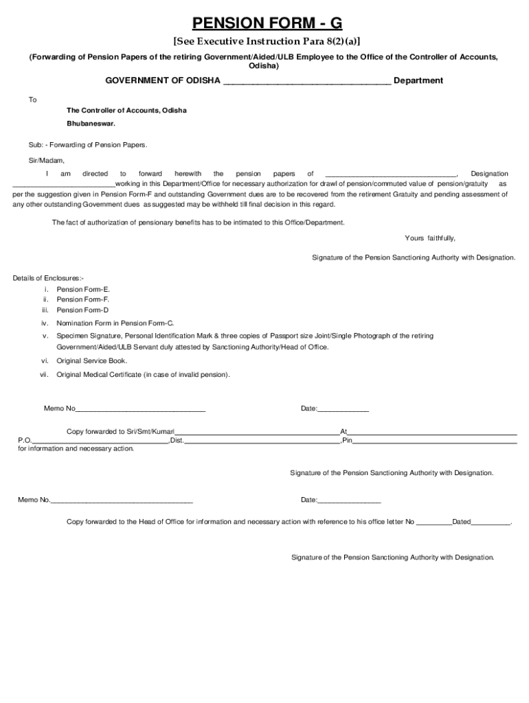Fillable Online Pension formsPrincipal Accountant General (A&E), Odisha ... Fax Email Print ...