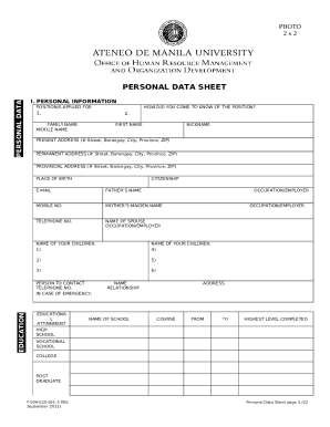 Ateneo de Manila University Doc Template | pdfFiller