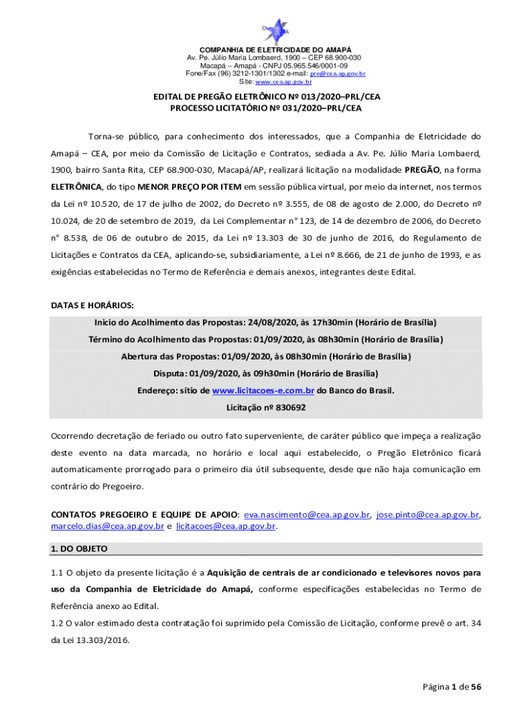 Fillable Online Companhia De Eletricidade Do Amapa - Cea em Macap-AP ...