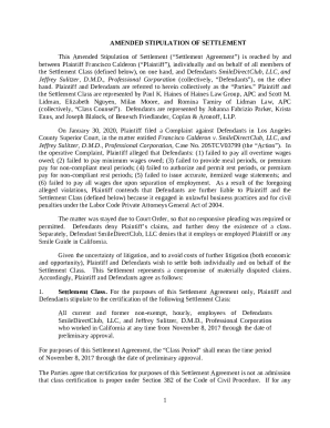 Settlement Agreement - Phoenix Class Action Doc Template | pdfFiller