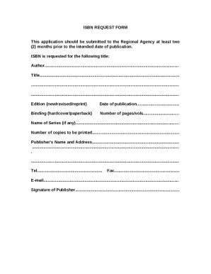 ISBN REQUEST Doc Template | pdfFiller
