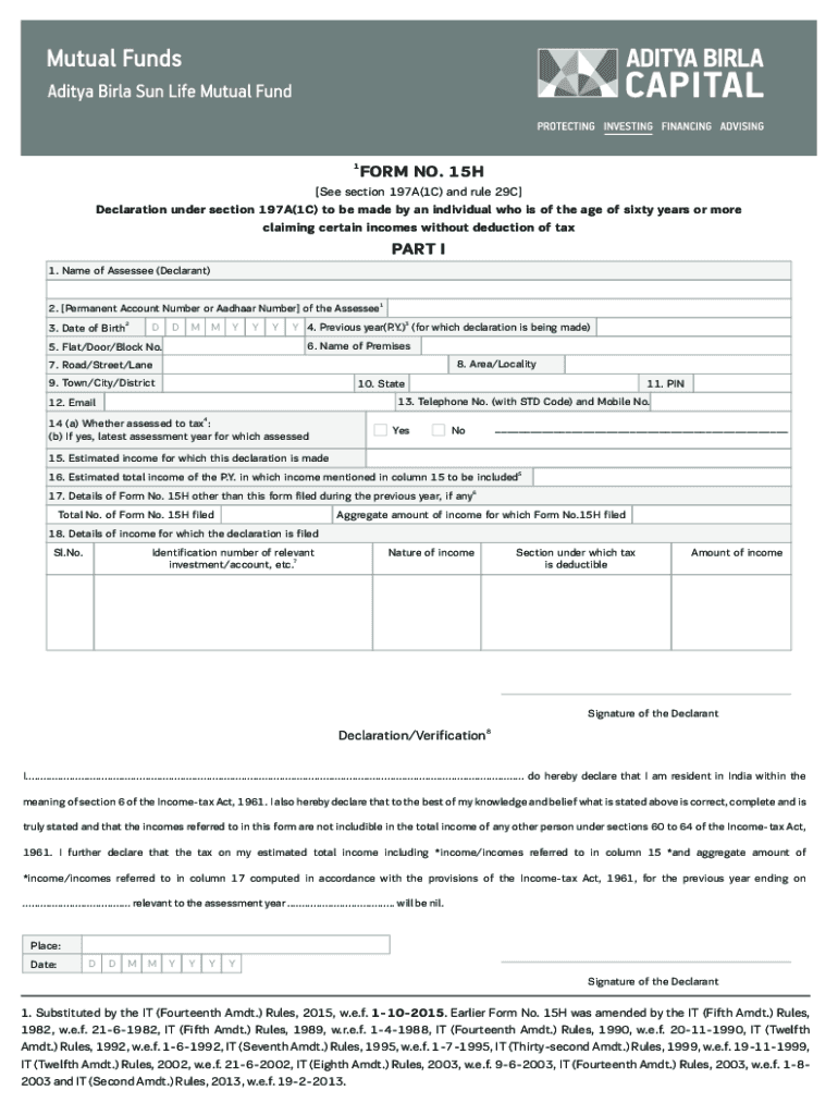 Fillable Online Get the up-to-date form no 15g see section 197a 1c and ...