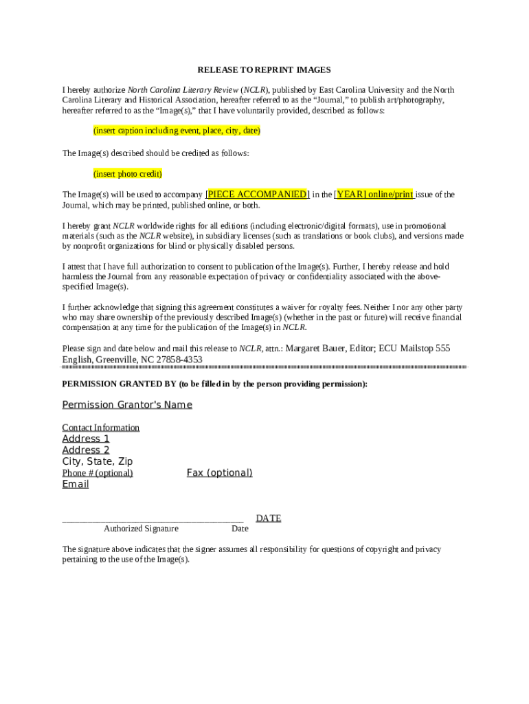 Download permission template (Word) - nclr ecu Doc Template | pdfFiller