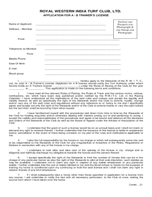 Fillable Online TRAINER'S LICENSE APPLICATION Fax Email Print - pdfFiller