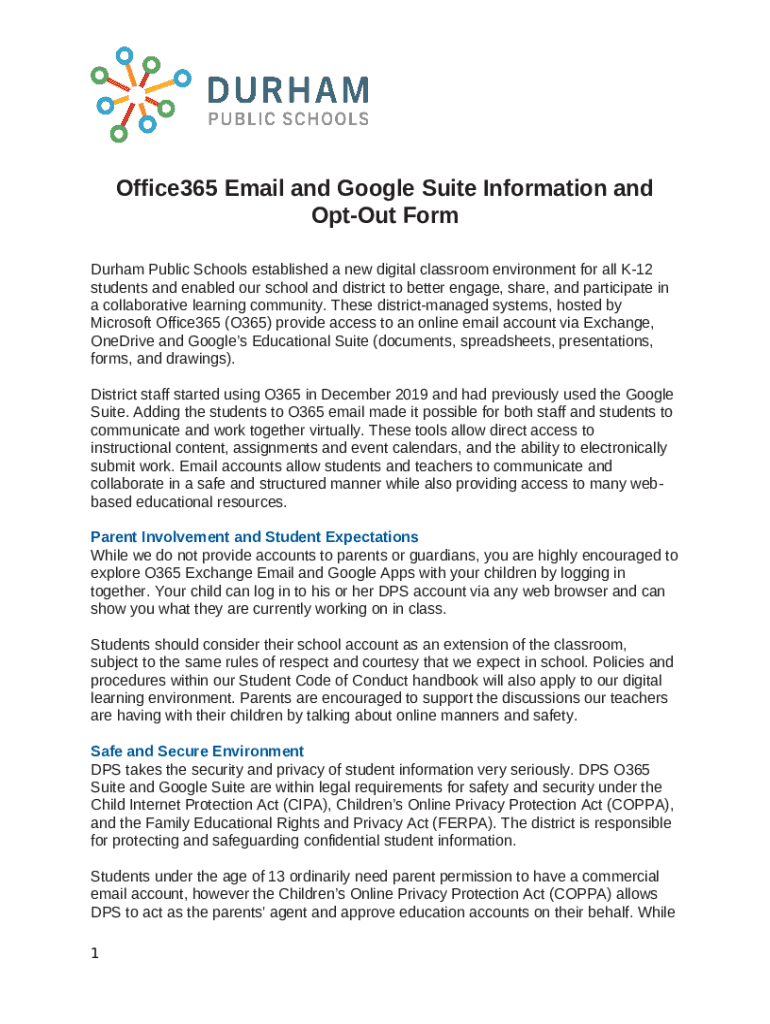 Office365 Email and Google Suite Ination and Opt-Out Doc Template ...