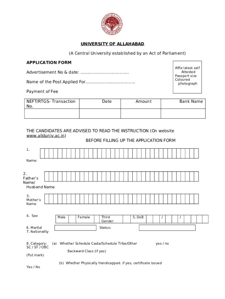 Allahabad University: Admission, , Admit Card, llb, vc Doc Template | pdfFiller