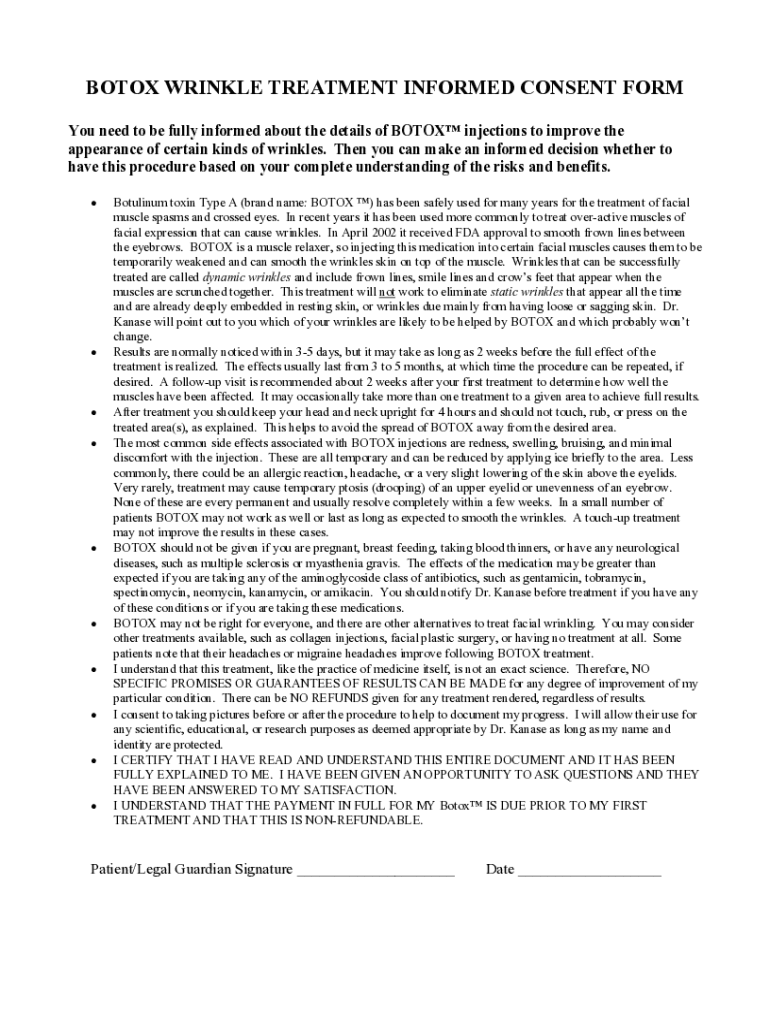 Fillable Online Informed Consent for the Treatment of Facial Lines ...