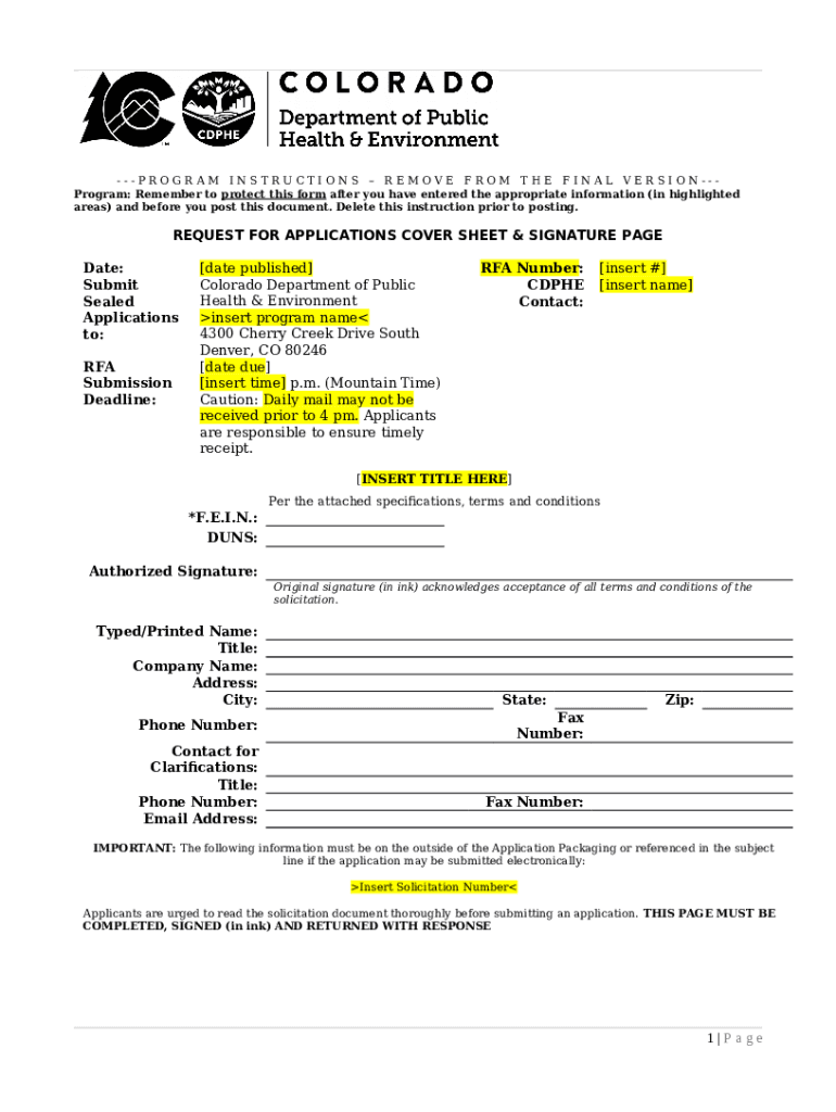 RFA Attachment RFA Cover Sheet Doc Template | pdfFiller