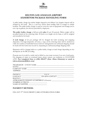 Fillable Online hilton los angeles airport exhibitor package handling ...