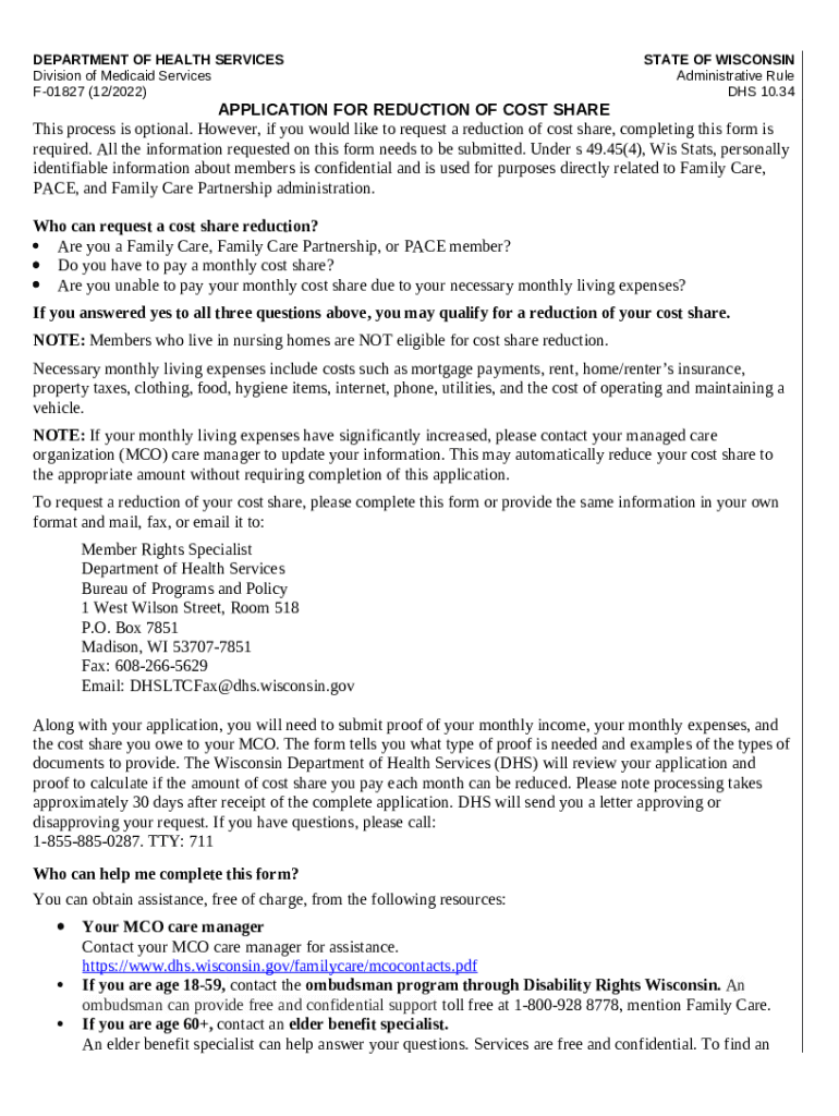 Family Care - Wisconsin.gov - dhs wisconsin Doc Template | pdfFiller