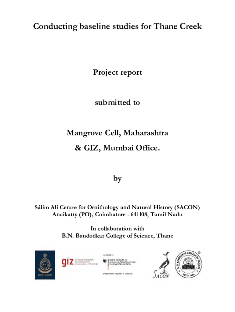 Fillable Online Project report submitted to Mangrove Cell, Maharashtra ...