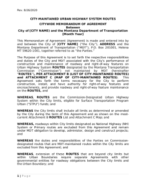 City-Maintained Routes Agreement Template Doc Template | pdfFiller