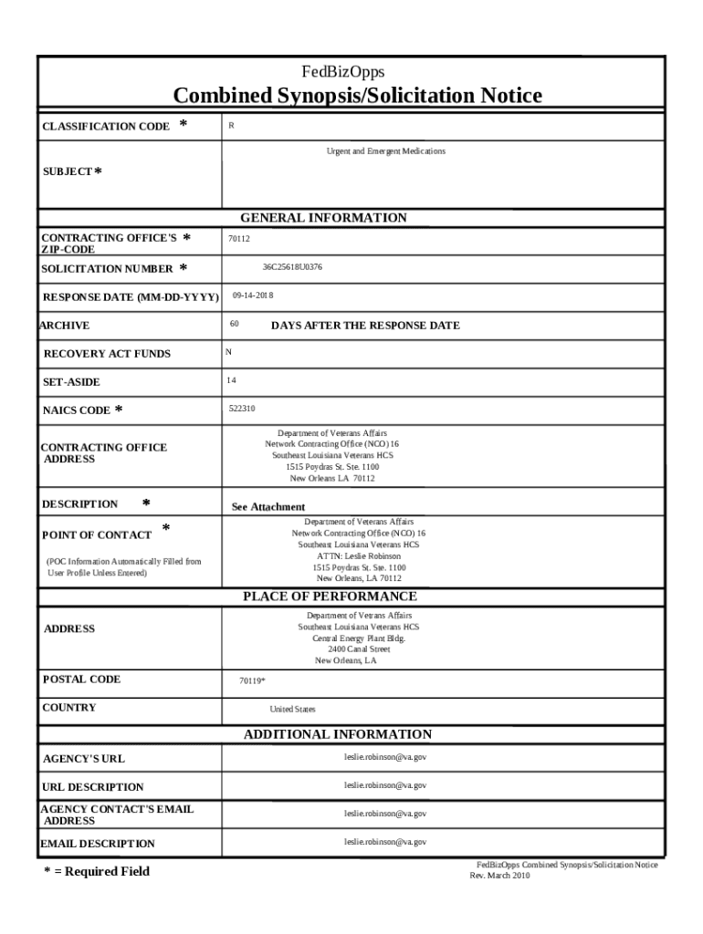 Combined Synopsis Solicitation IAW FAR 12.6 - AWS Doc Template | pdfFiller