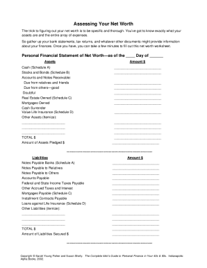 Fillable Online Net Worth: Your Own Personal Balance Sheet - Forbes Fax ...