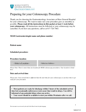 Fillable Online Preparing for Your GI ProcedureBIDMC of Boston Fax ...