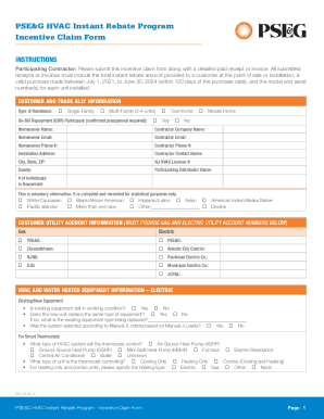 Fillable Online PSE&G HVAC Instant Rebate Program Incentive Claim Form ...