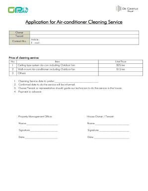 Fillable Online Air-conditioner Cleaning Service2021.5.18 Fax Email ...