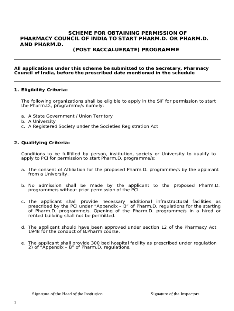 scheme for obtaining permission of pharmacy council of india ... Doc Template | pdfFiller
