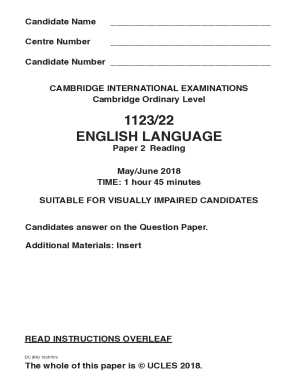 Fillable Online Cambridge O Level 1123 English Language specimen paper ...