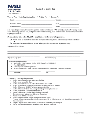 Late Registration Fee Waiver Request Doc Template | pdfFiller