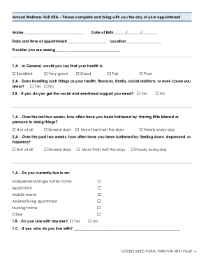 Fillable Online annual wellness visit - health risk assessment(hra) Fax ...