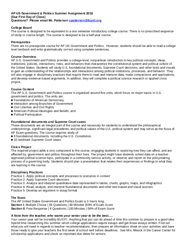 AP United States Government and Politics: Study Guide Doc Template ...