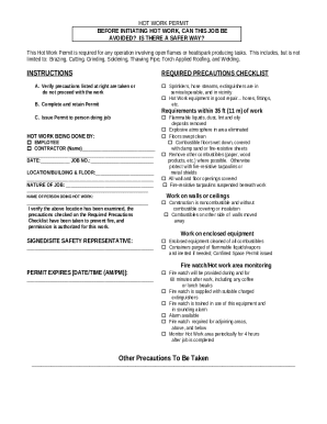 HOT WORK PERMIT Doc Template | pdfFiller
