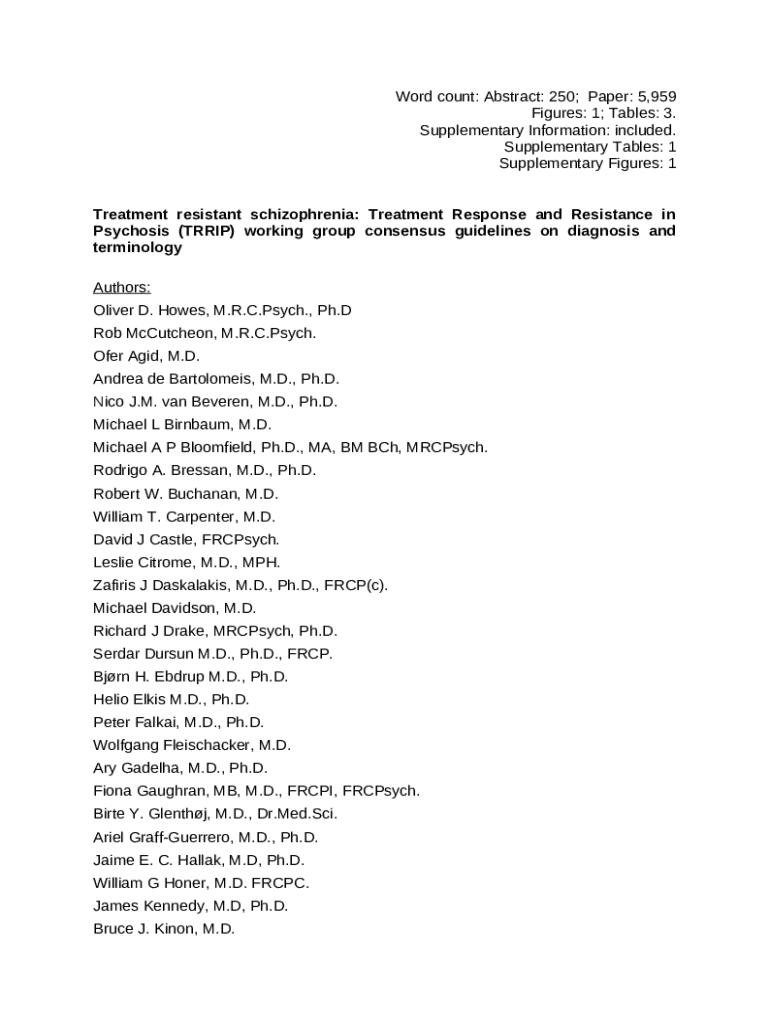 Treatment Resistance: A Time-Based Approach for Early ... Doc Template ...