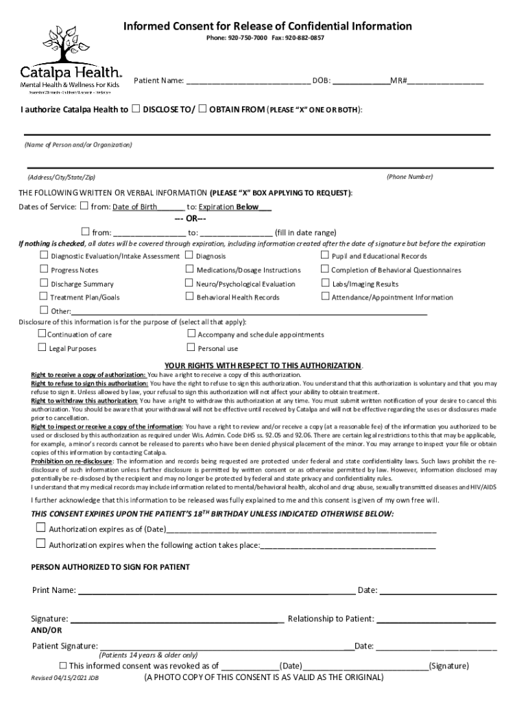 Fillable Online Two-Way Authorization for the Release of Information ...