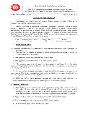 Fillable Online tender form for appointment as station ticket booking ...
