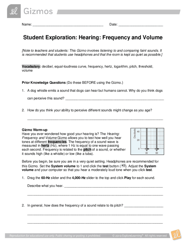 Fillable Online Hearing frequency and volume gizmo worksheet answer key ...