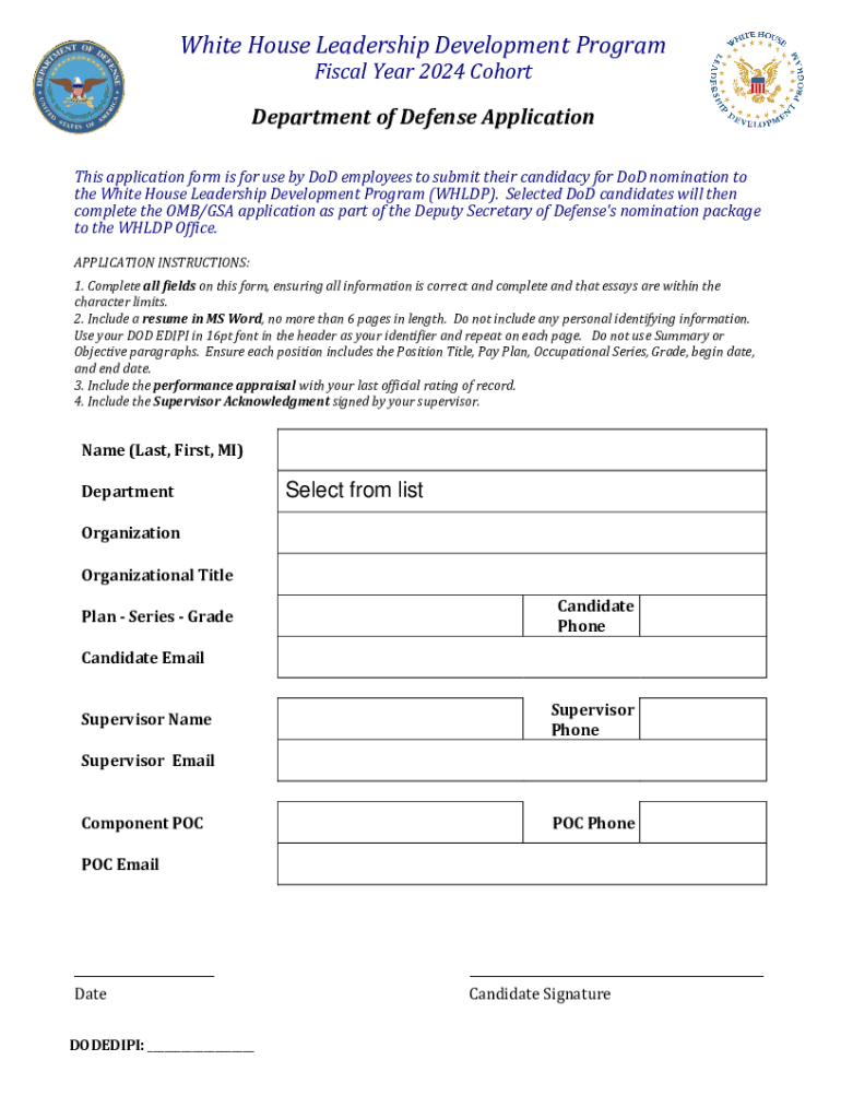 Fillable Online white house leadership development program - fy24 ...