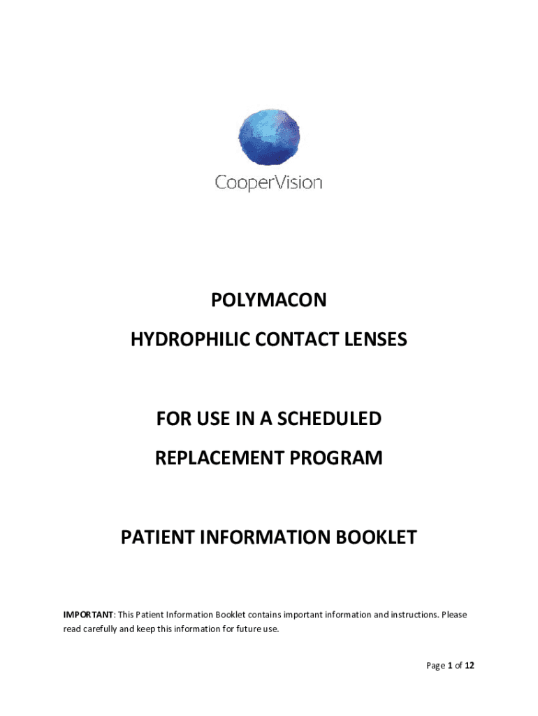 Fillable Online Polymacon Hydrophilic Contact Lenses Patient ...