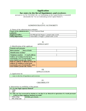 Application for entry in the list of liquidators and receivers Doc ...