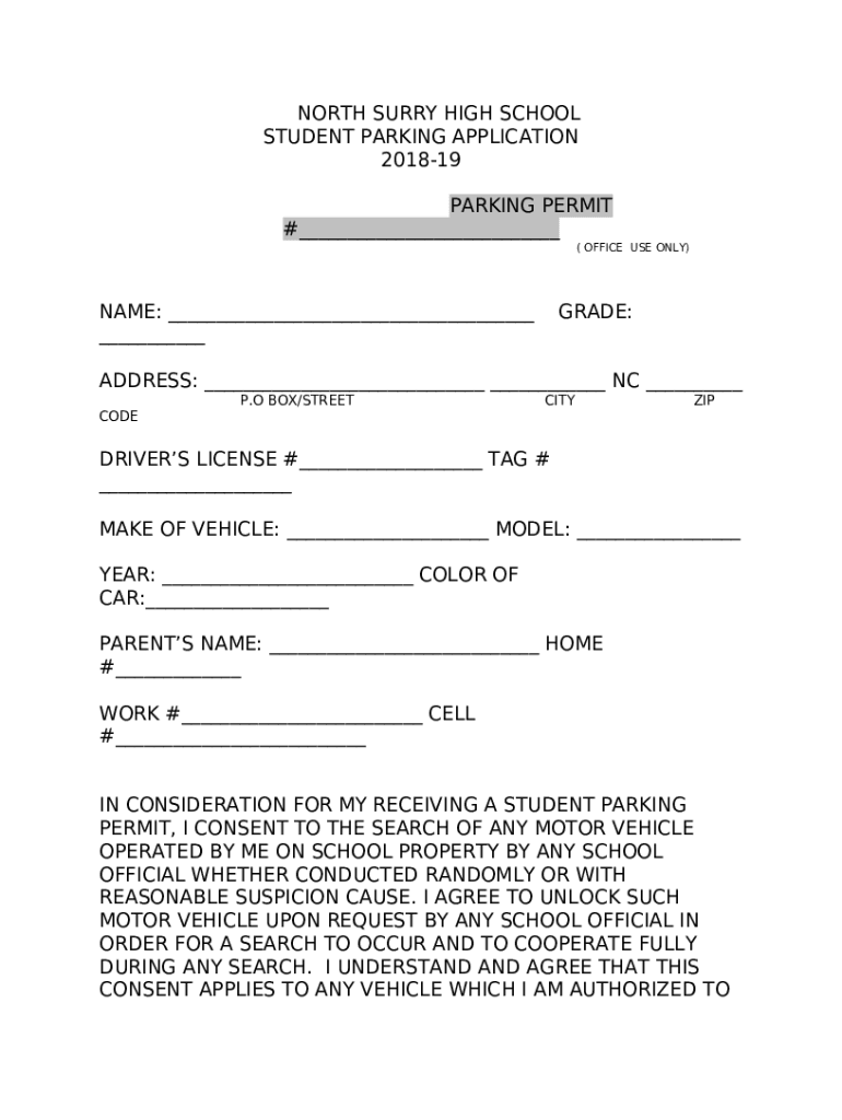 Student Parking Ination / Permit Application and ... Doc Template ...