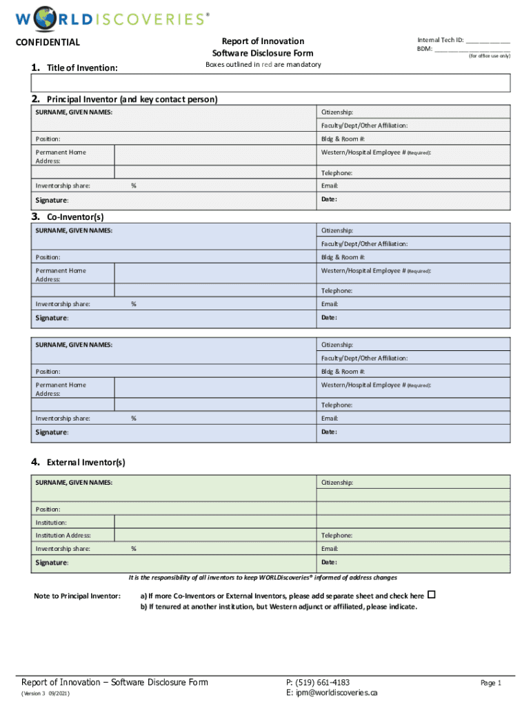 Fillable Online Invention Disclosure - Pitt Innovation Institute Fax ...