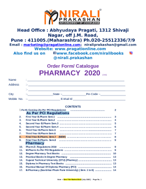 nirali.prakashan Order / Catalogue PHARMACY 2020 Doc Template | pdfFiller