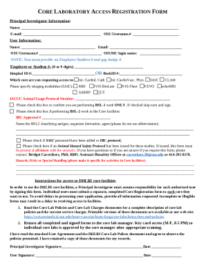 Core Lab Access - medicine osu Doc Template | pdfFiller