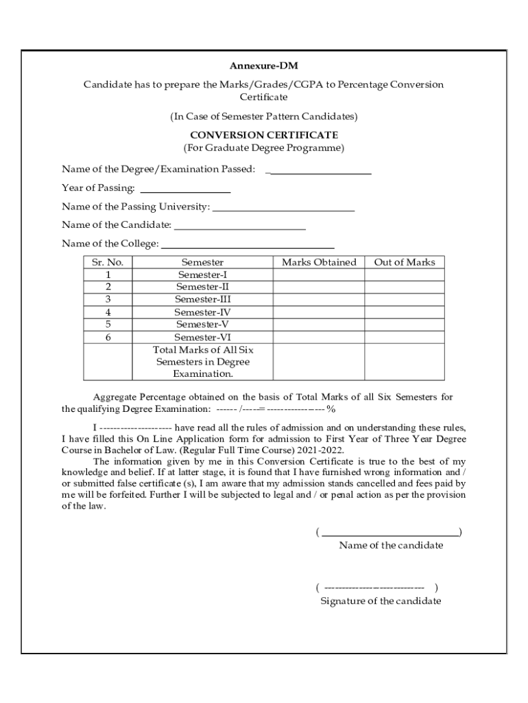 Fillable Online CGPA to Percentage Conversion Certificate - ForeignAdmits Fax Email Print ...