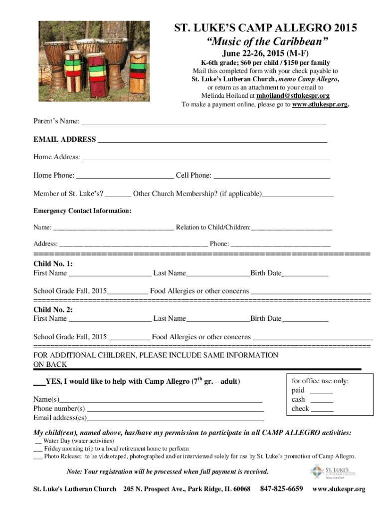 Fillable Online St. Luke's Summer Sports Camp - New Canaan Fax Email ...