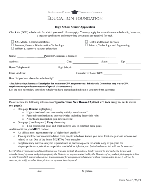 Fillable Online High School Senior Application Fax Email Print - pdfFiller