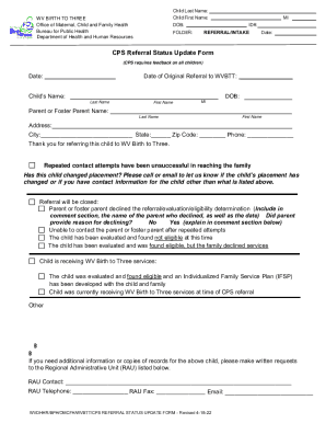 Fillable Online CPS Referral Status Update Form Fax Email Print - pdfFiller