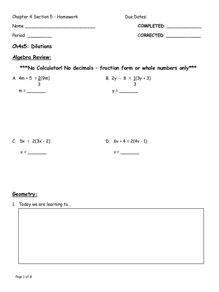 Fillable Online Dilation scale factor worksheet answers Fax Email Print ...