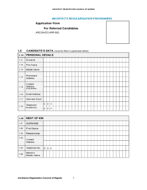 Fillable Online arconigeria org Arcon Aprn Registration Form - Fill ...