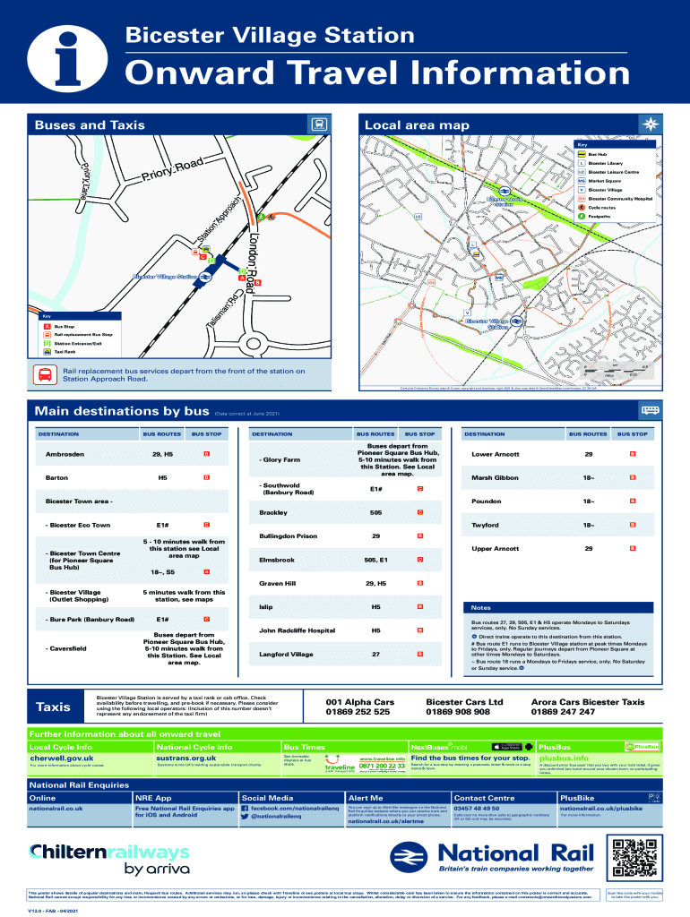 Fillable Online Bicester North Station - Local area map Buses and Taxis ...