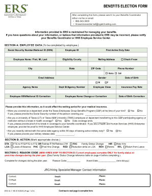 Fillable Online Benefits Election Form - Health and Human Services Fax ...