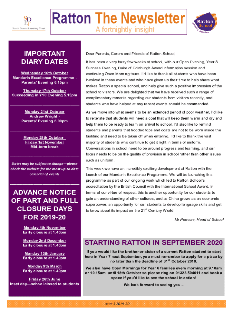 Fillable Online IMPORTANT DIARY DATES ENDINGS ARE JUST NEW ... Fax ...