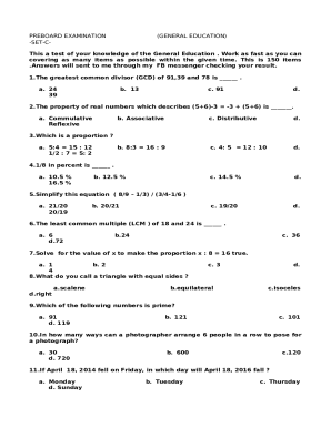200 Items General Education Pre Board Exam With Answer ... Doc Template ...